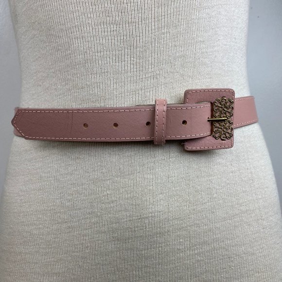 Vintage | Accessories | Vintage Pale Pink Belt Gold Medallion Buckle 33 ...